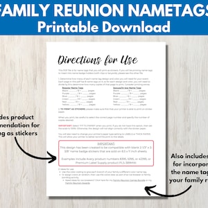 Family Reunion Name Tags - Printable Reunion Nametags With Family Tree ...