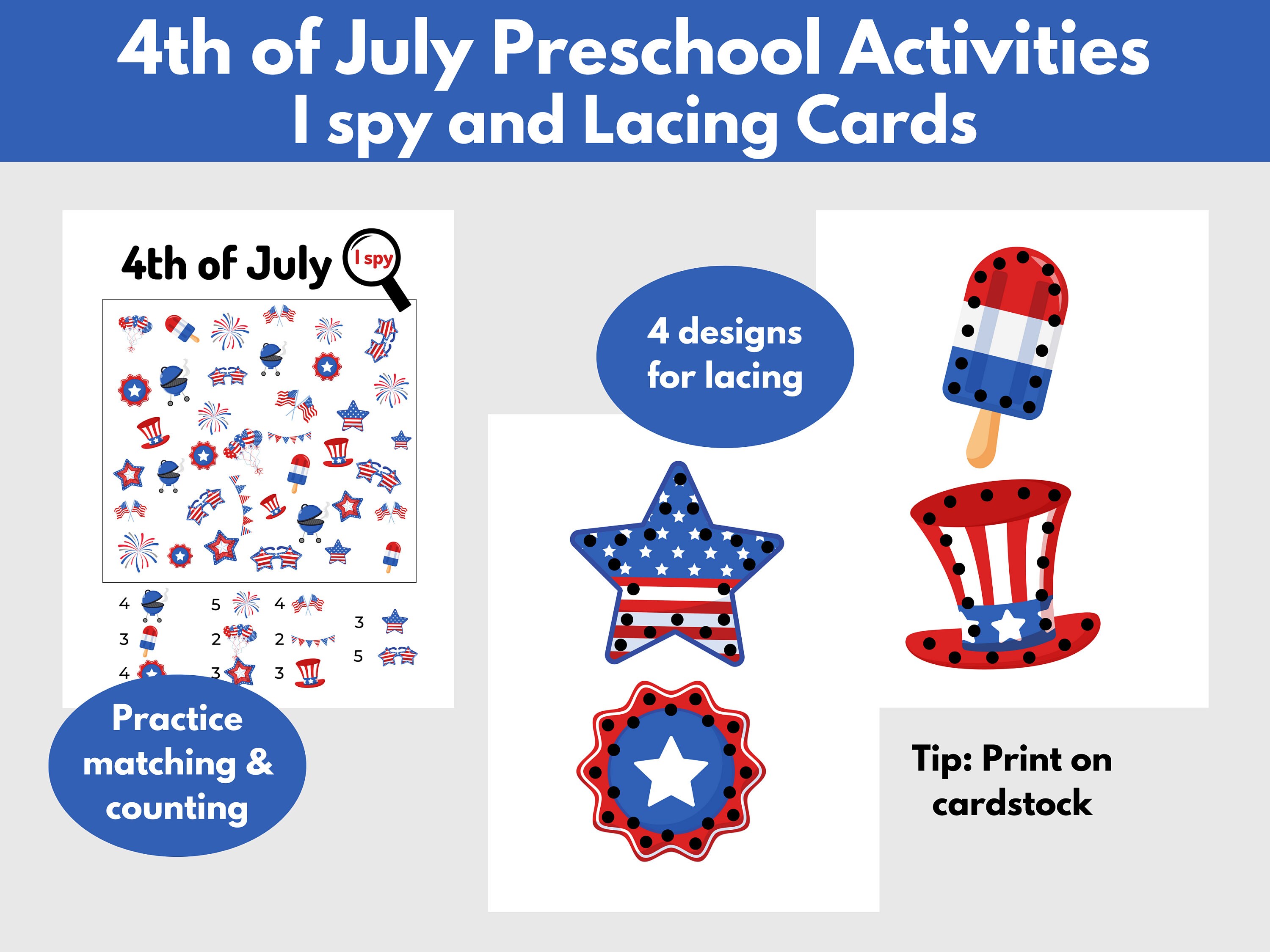 4th of July Montessori Bundle - Printable Preschool Activities for ...