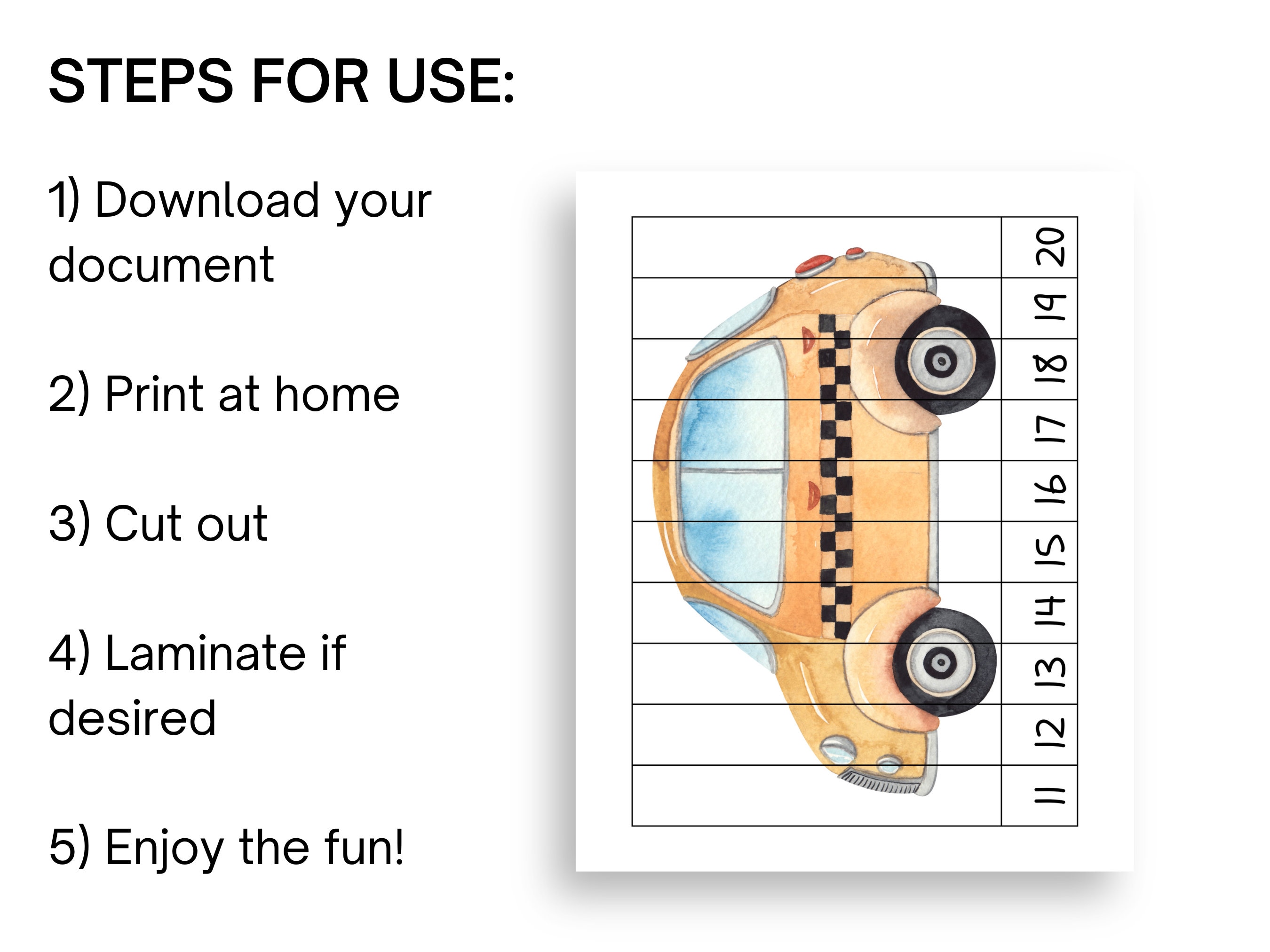 Vehicles Number Sequence Puzzles - Printable Number Counting Puzzle for ...