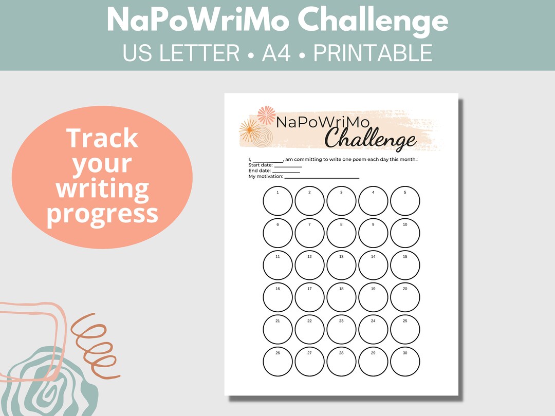 Napowrimo Poetry Challenge Tracker | Writing Challenge | Daily Writing ...