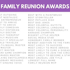 Family Reunion Awards - 80 Printable Reunion Award Certificates in ...