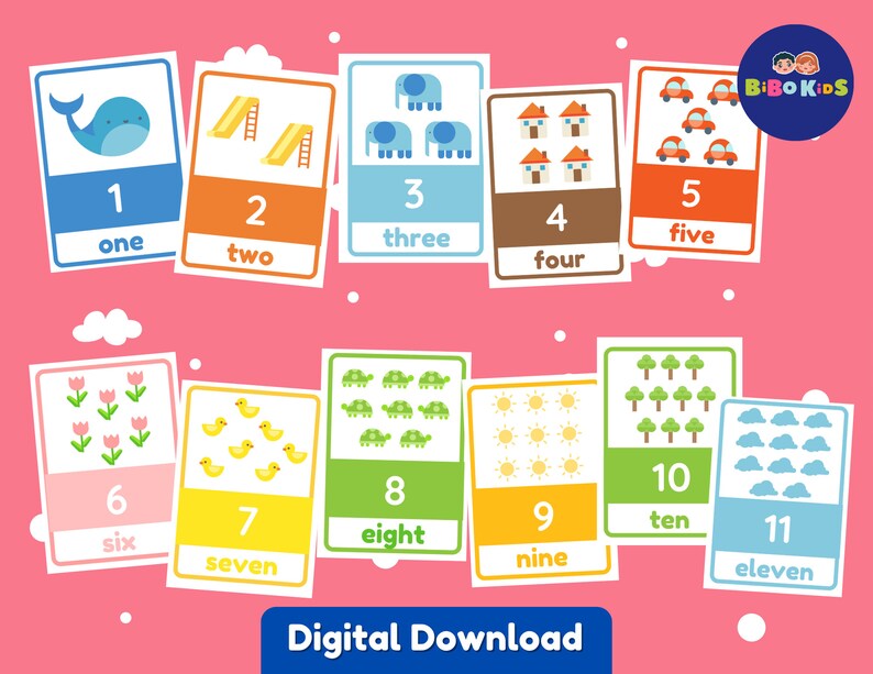 Counting Numbers Flashcards Printable Kids Flashcards Kids - Etsy
