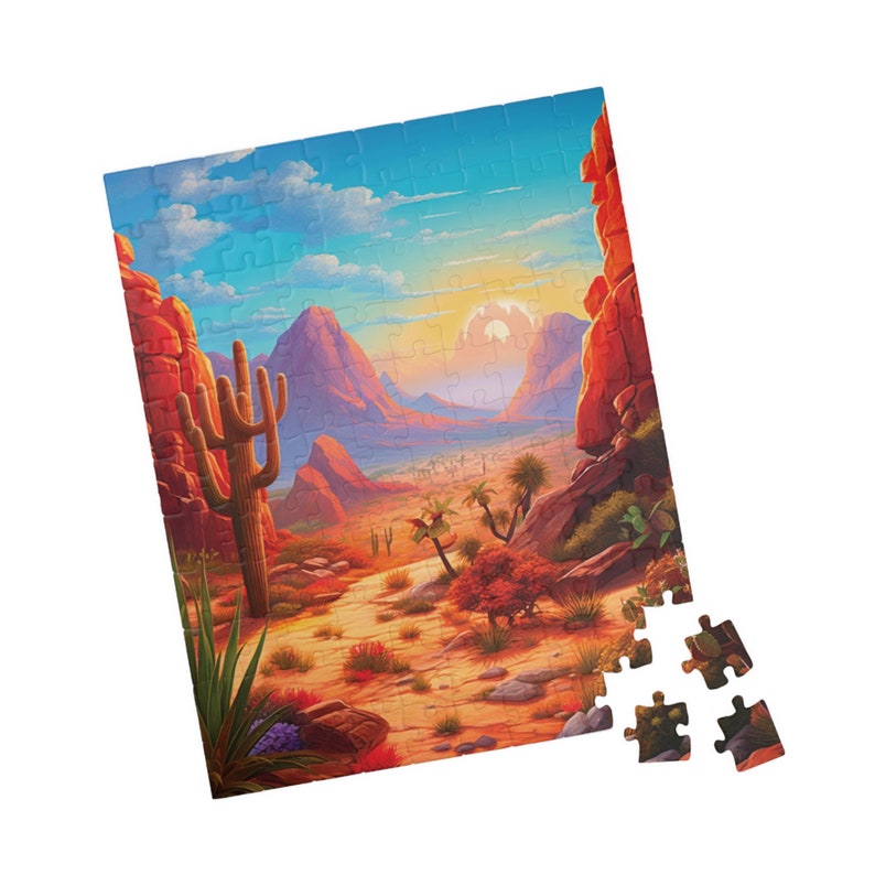 Colorful Arizona Desert Cactus Jigsaw Puzzle, Gifts, Southwestern ...