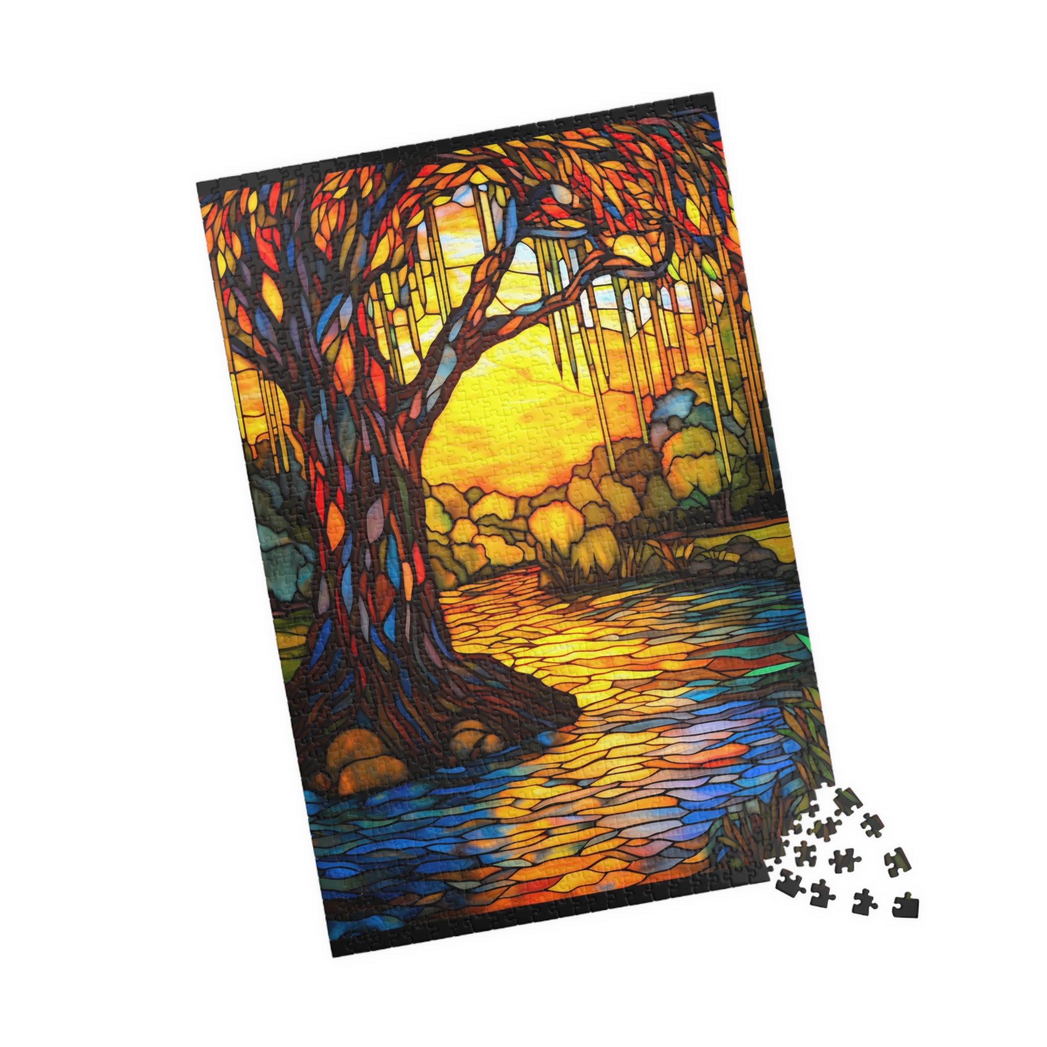 Large Stained Glass Weeping Willow Puzzle, Gift, 1000 Piece Jigsaw ...