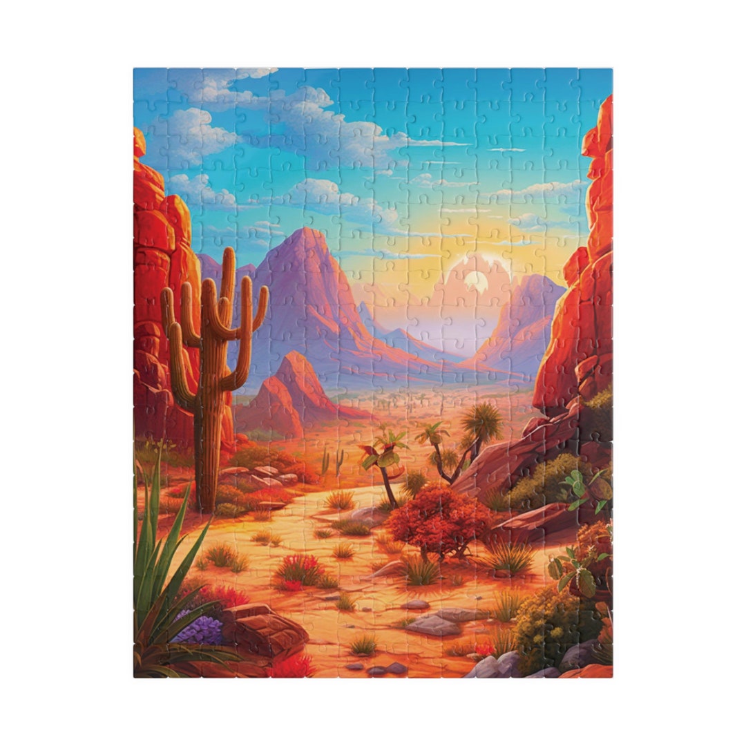 Colorful Arizona Desert Cactus Jigsaw Puzzle, Gifts, Southwestern ...