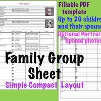 Family Group Sheet - Editable Canva Template - Genealogy Worksheet ...