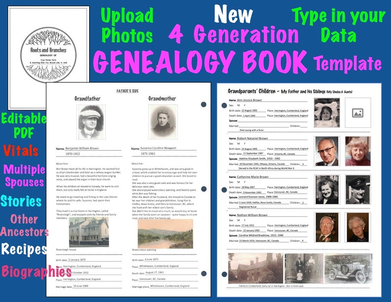 Genealogy Book Template - Etsy