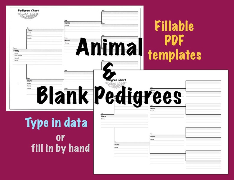 Pedigree Charts Animal and Custom Blank - Etsy