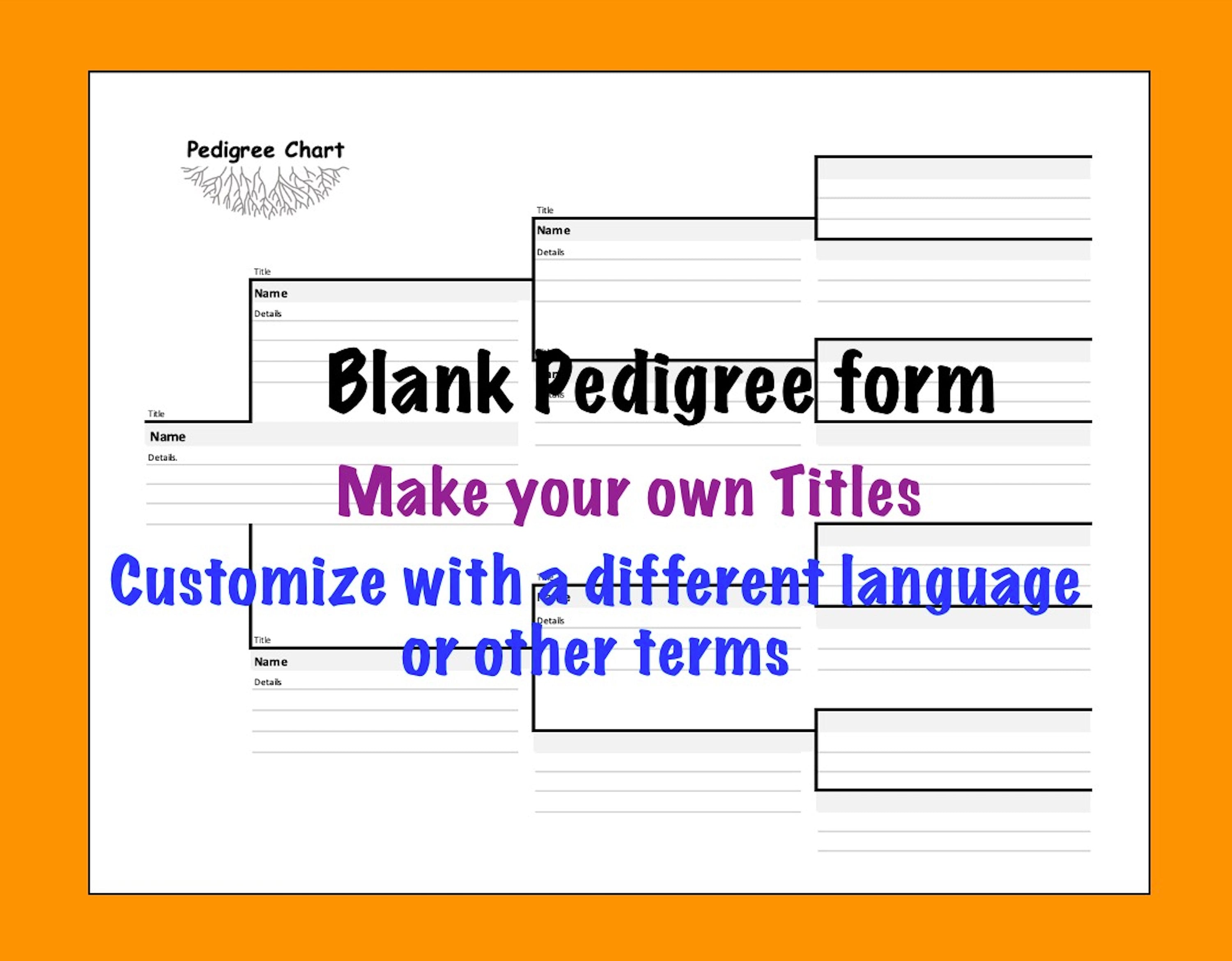Pedigree Charts Animal and Custom Blank - Etsy