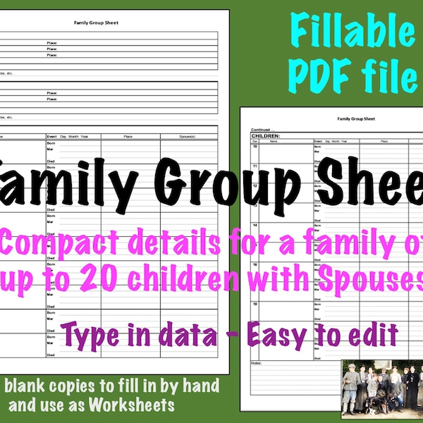 Group Sheet - Etsy