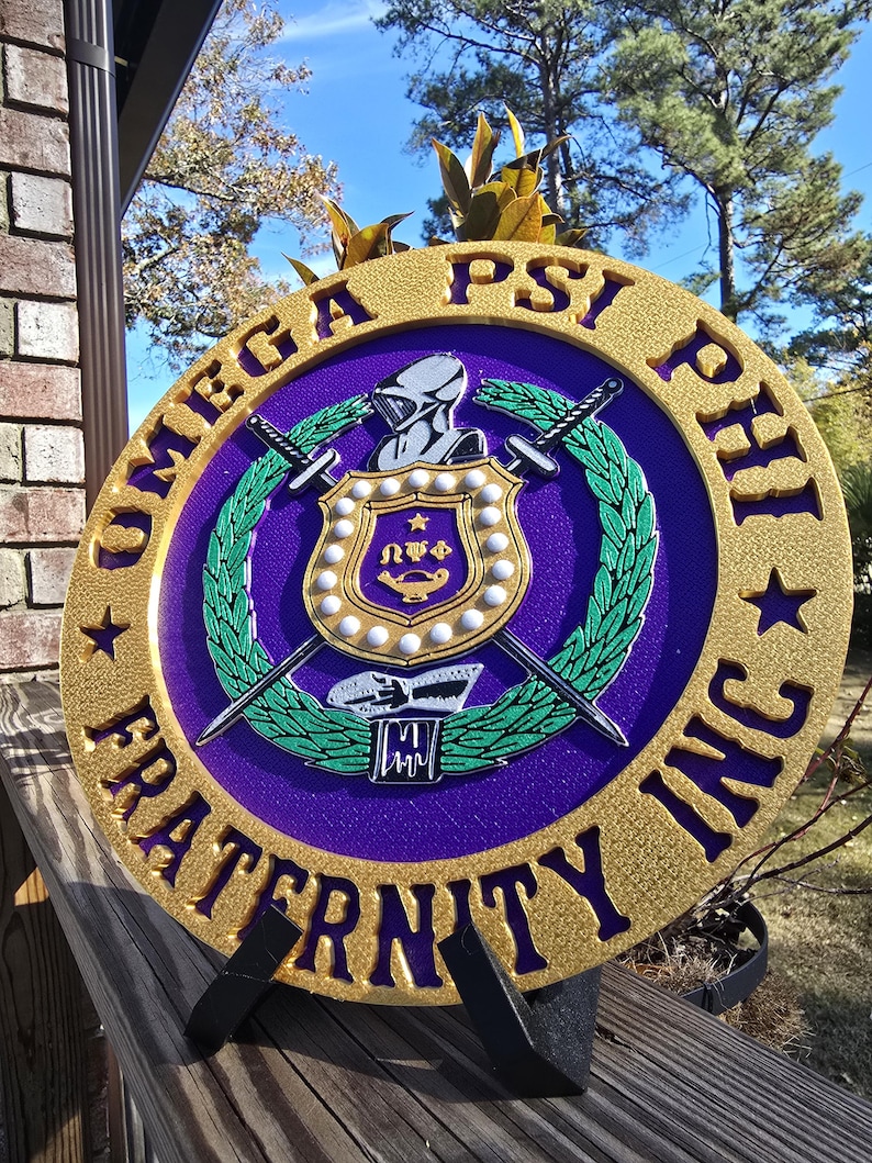 Extra Large Omega Psi Phi Shield Decorative Plate W/ 2-piece Display ...
