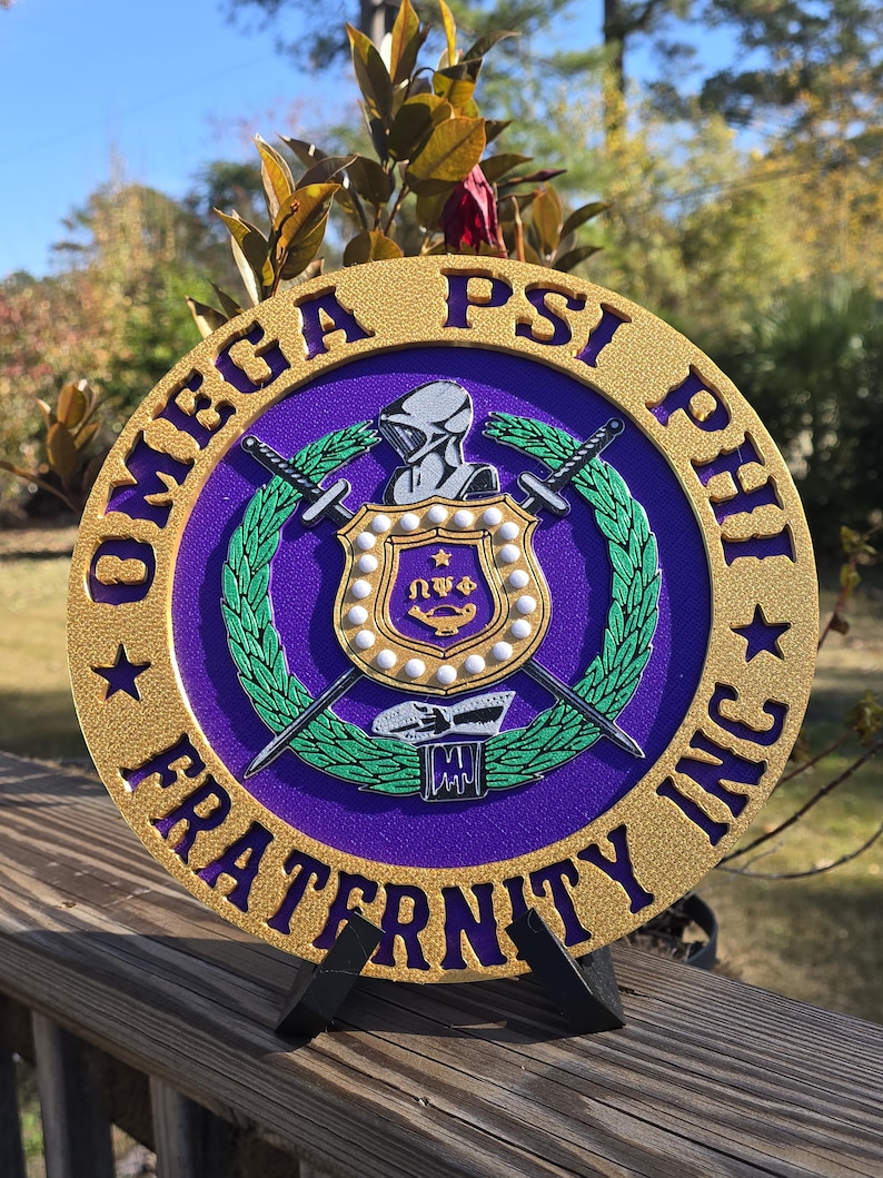 Extra Large Omega Psi Phi Shield Decorative Plate W/ 2-piece Display ...