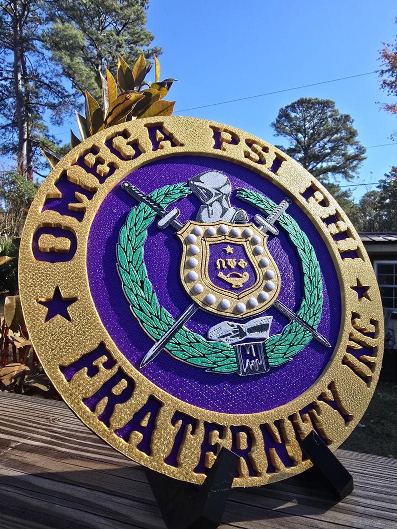 Extra Large Omega Psi Phi Shield Decorative Plate W/ 2-piece Display ...
