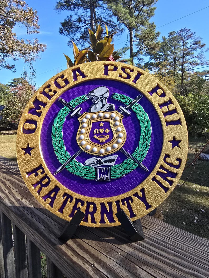 Extra Large Omega Psi Phi Shield Decorative Plate W/ 2-piece Display ...