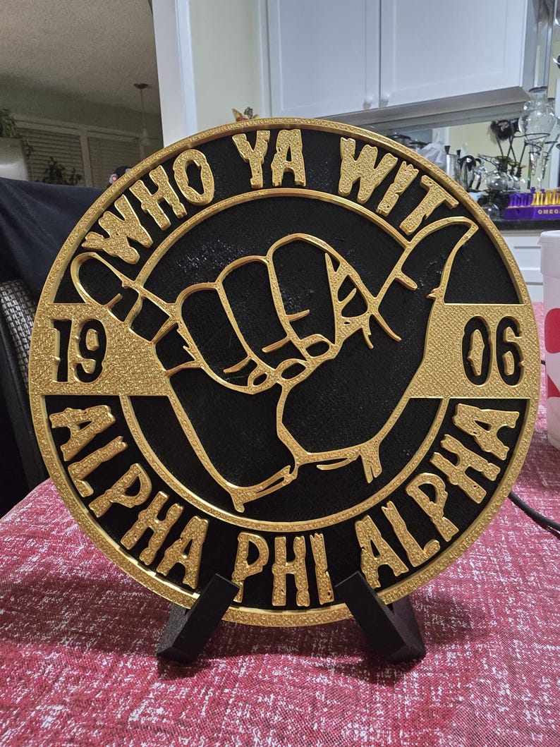 Alpha Phi Alpha Fraternity Decorative Circular Plate W/ 2-piece Display ...