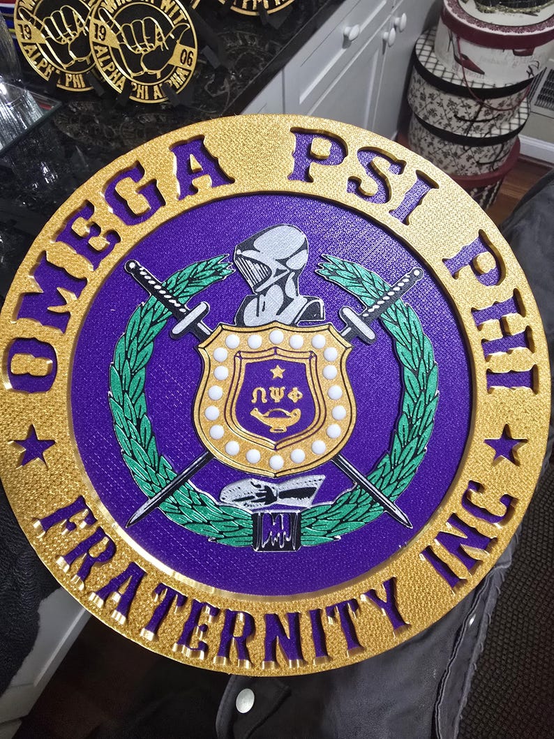Extra Large Omega Psi Phi Shield Decorative Plate W/ 2-piece Display ...