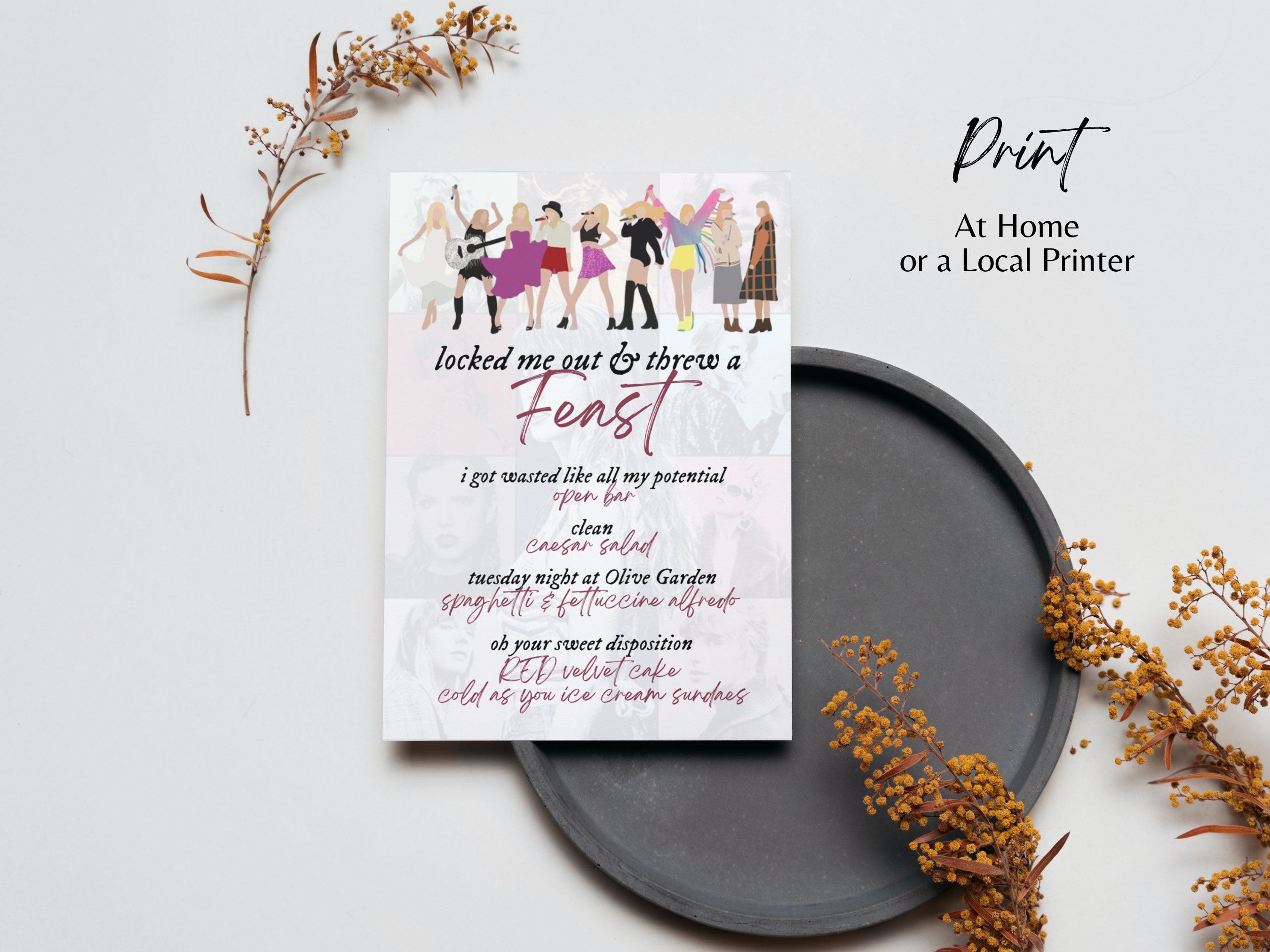 Taylor Swift Eras Bar & Dinner Menus - Etsy