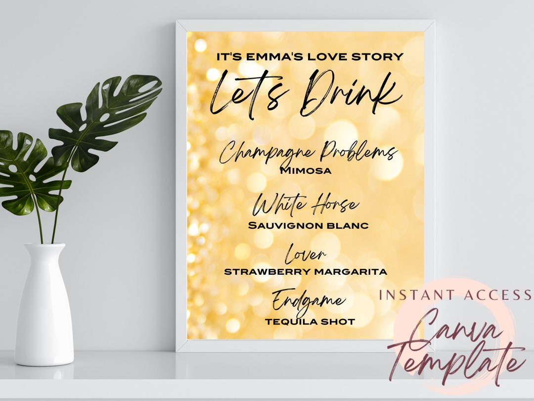 Taylor Swift Bar Menu Digital Download Customizable Drink Sign ...