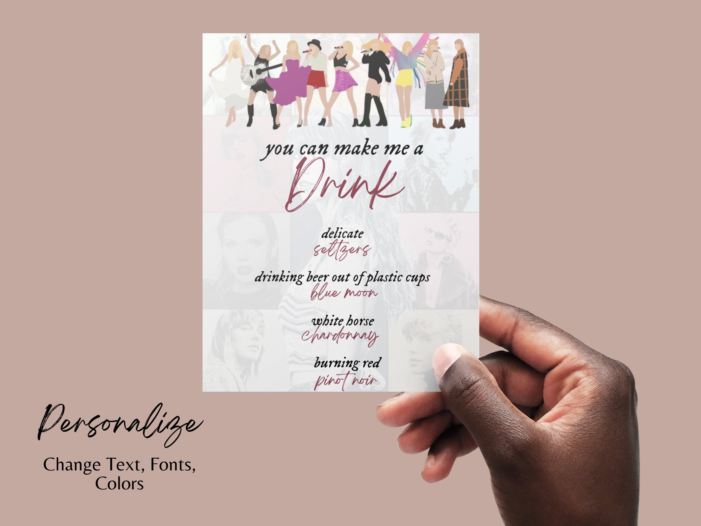 Taylor Swift Eras Bar & Dinner Menus - Etsy