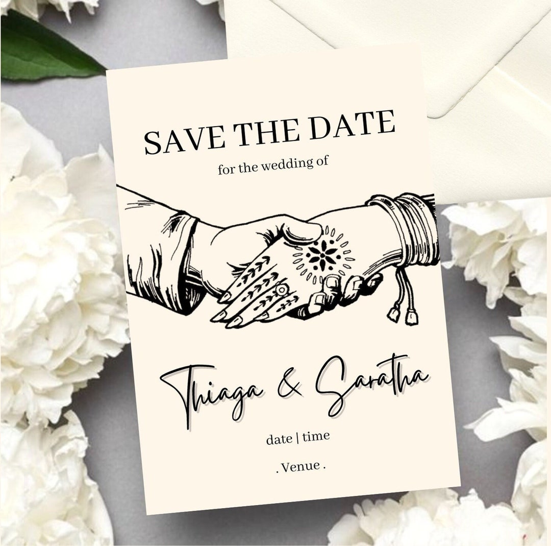 Minimalist Indian Wedding Save the Date Template (DIY Digital Download ...