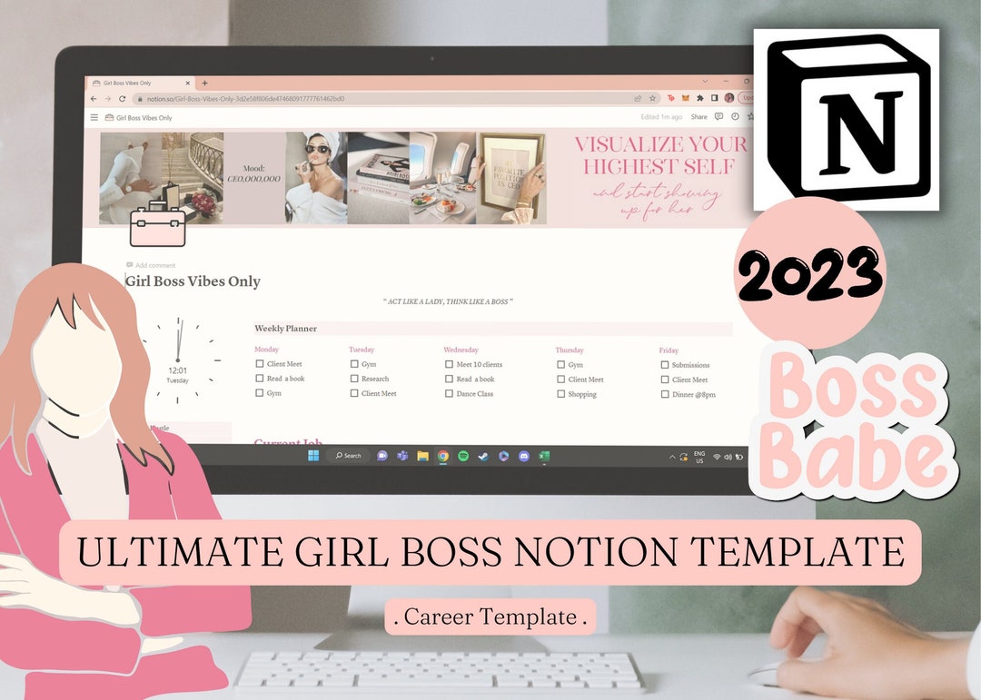 Ultimate Girl Boss Work Notion Template Personal Planner Notion