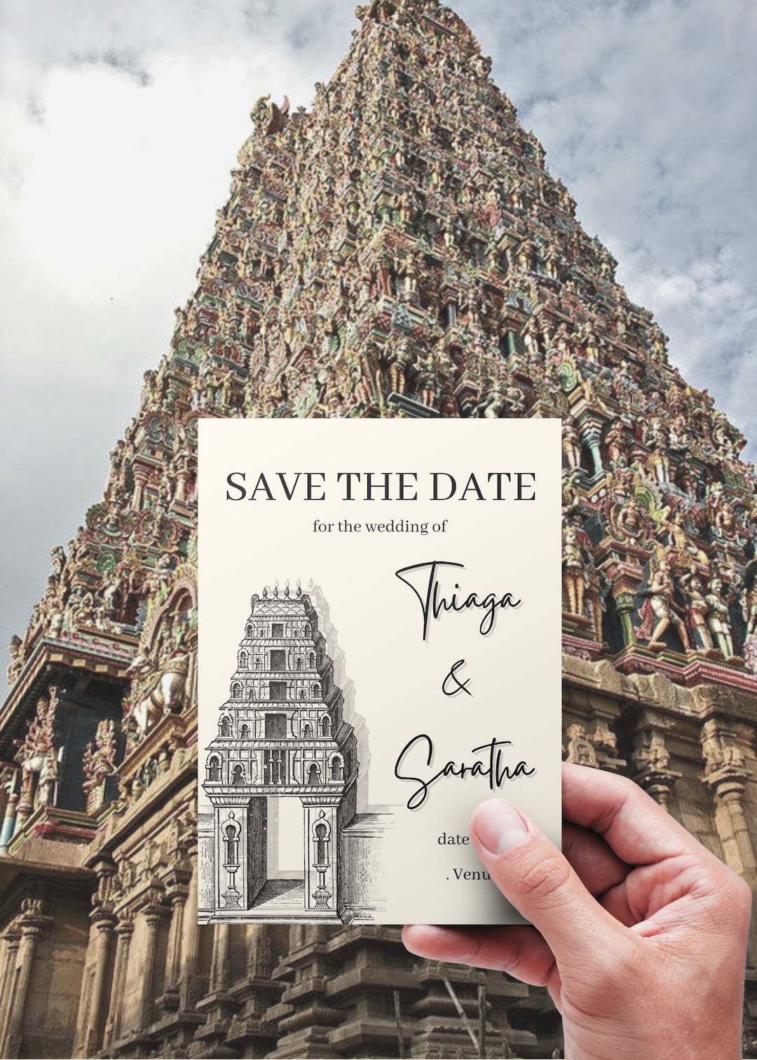 Save the Date Indian Wedding Template Editable Hindu Temple Wedding ...