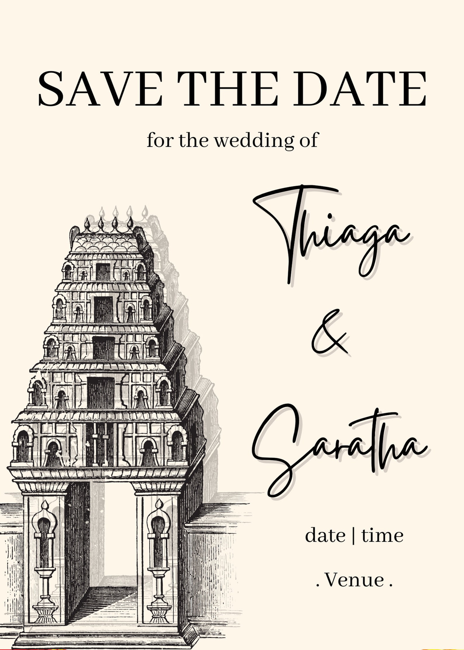 Save the Date Indian Wedding Template Editable Hindu Temple Wedding ...