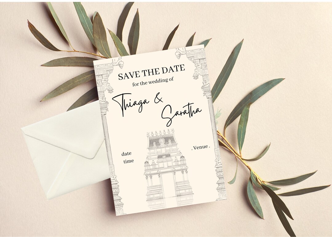 Save the Date Indian Wedding Template Editable Hindu Temple Wedding ...