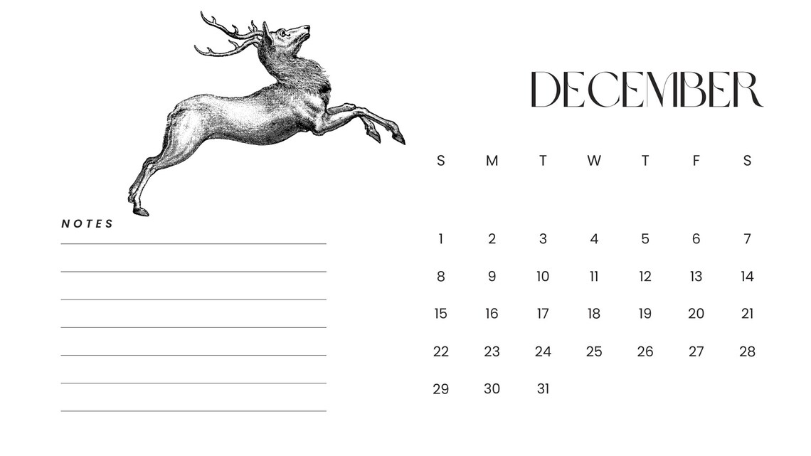 Hunter Calendar 2024 Template Editable Aesthetic 2024 Calendar Jungle ...