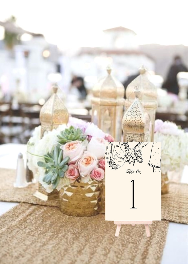 Couple's Knots Indian Wedding Minimalist Table Numbers for Hindu ...