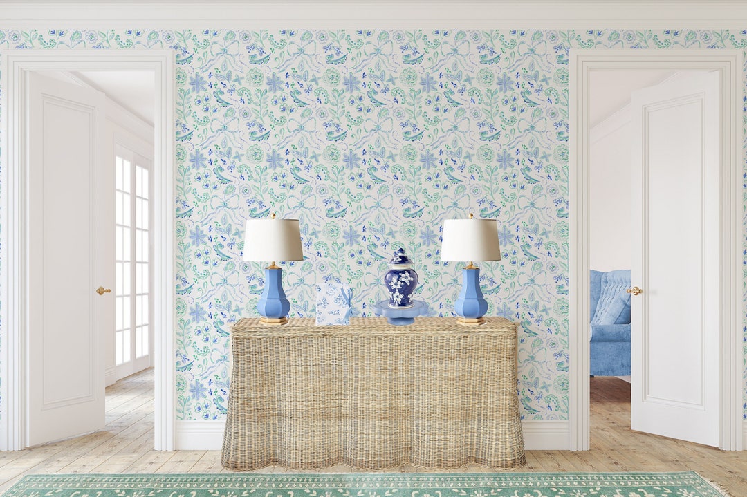 Grandmillennial Wallpaper Watercolor Grandmillennial - Etsy