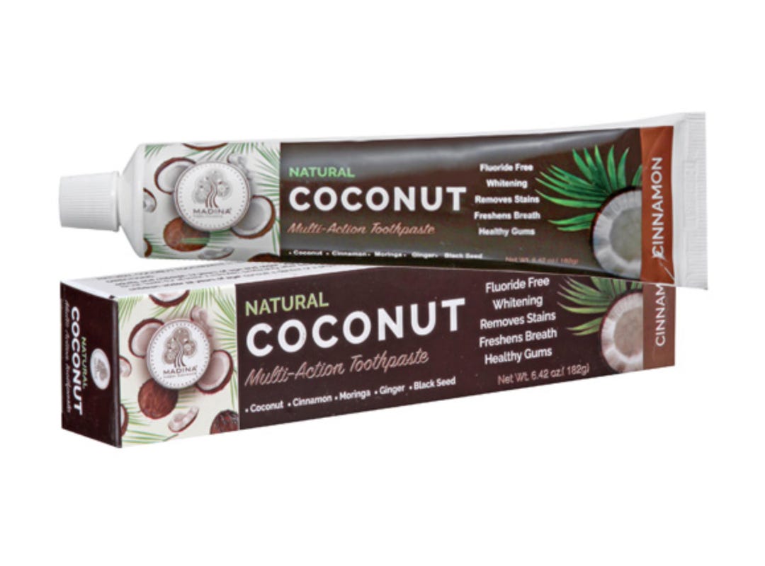 Coconut NATURAL HERBAL TOOTHPASTE Cinnamon, Moringa, Ginger, Black Seed ...