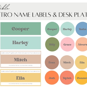 Earthy Boho Rainbow Student Desk Plates Classroom Name Decor Bright ...