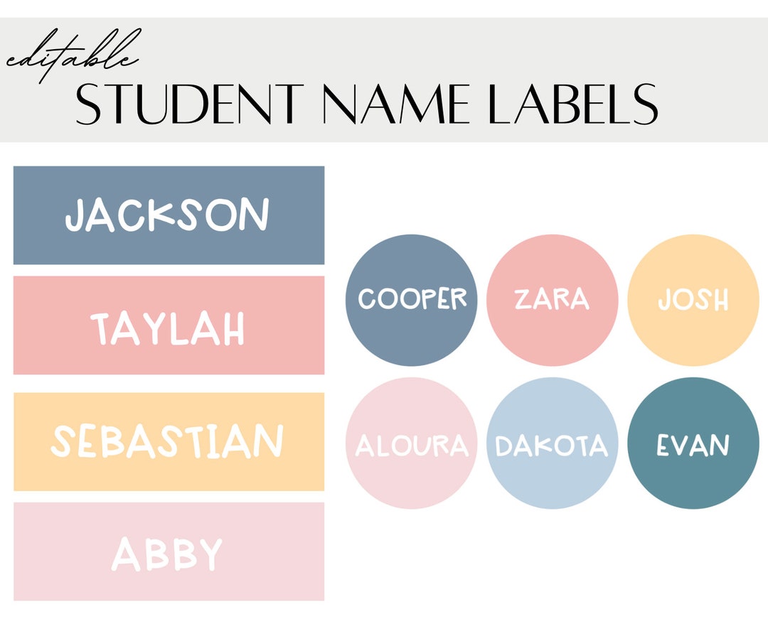 Student Name Labels | Editable Classroom Decor - Etsy