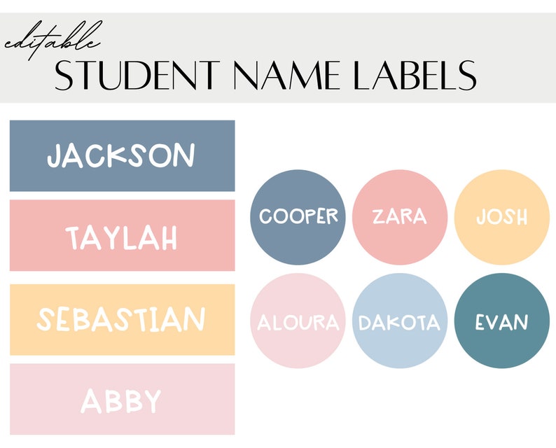 Student Name Labels | Editable Classroom Decor - Etsy