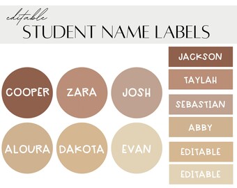 Student Name Labels Editable Classroom Decor - Etsy