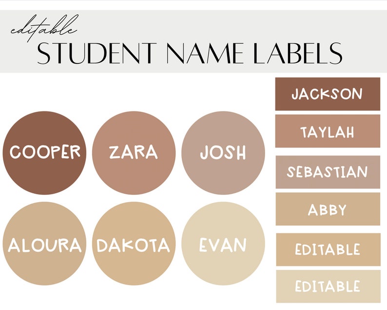 Student Name Labels | Editable Classroom Decor - Etsy