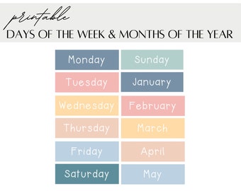 Days of the Week Months of the Year Classroom Display Posters Bright ...
