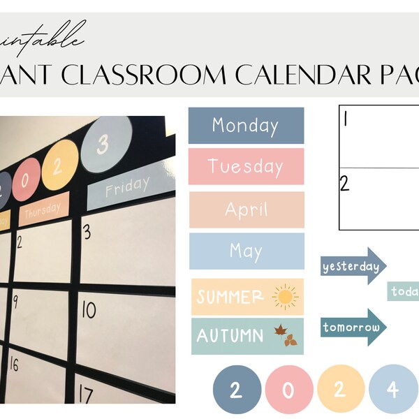 Classroom Calendar Printable - Etsy