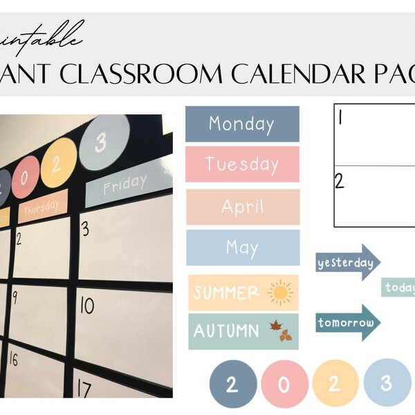 Classroom Calendar Printable - Etsy