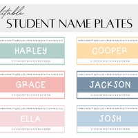Editable Student Desk Name Tags | Name Plates | Pastel Paradise - Etsy