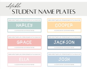 Name Tags for Student Desk - Editable Name Plates for Primary - Student ...