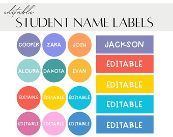 Student Name Labels Editable Classroom Decor - Etsy