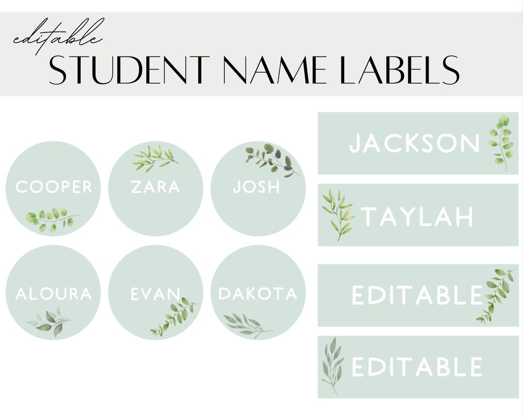 Student Name Labels | Editable Classroom Decor - Etsy