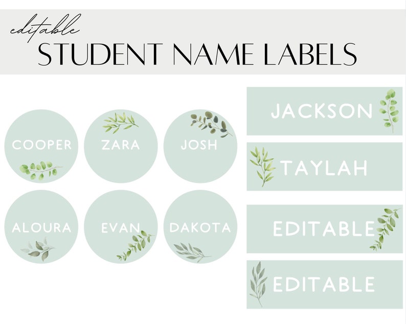 Student Name Labels Editable Classroom Decor - Etsy