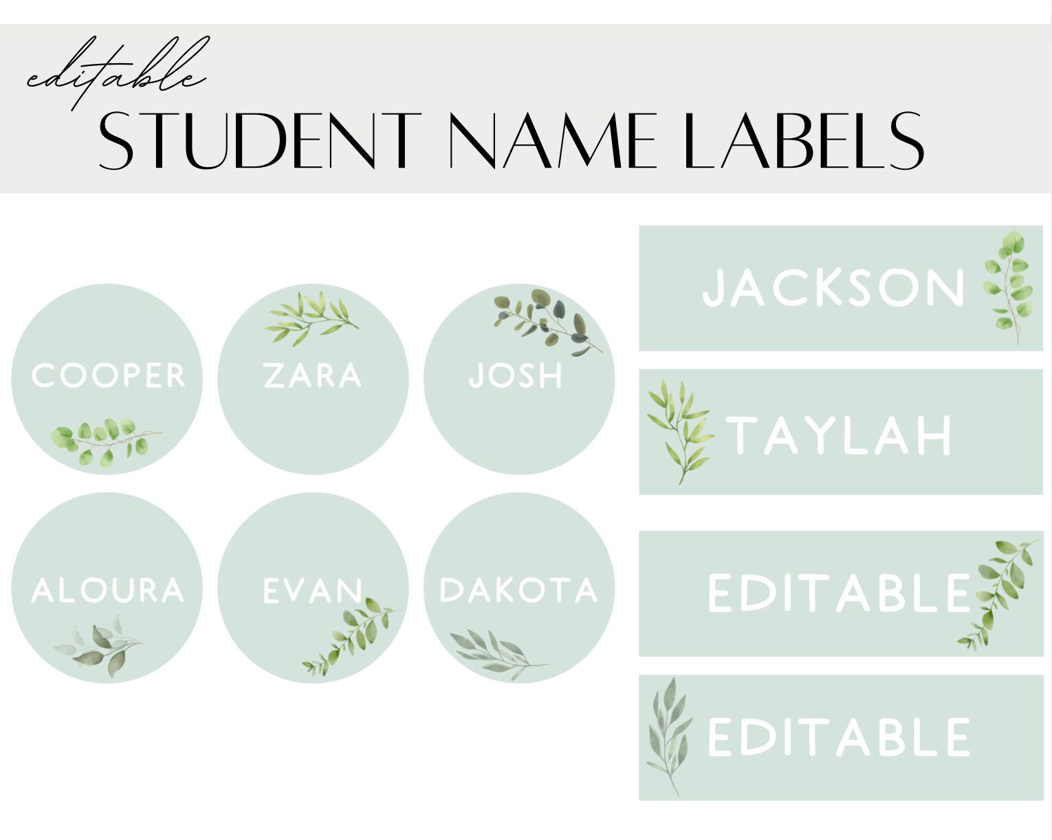 Student Name Labels Editable Classroom Decor - Etsy
