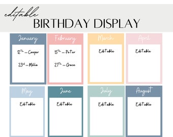 Watercolor Classroom Birthday Display Classroom Birthday - Etsy