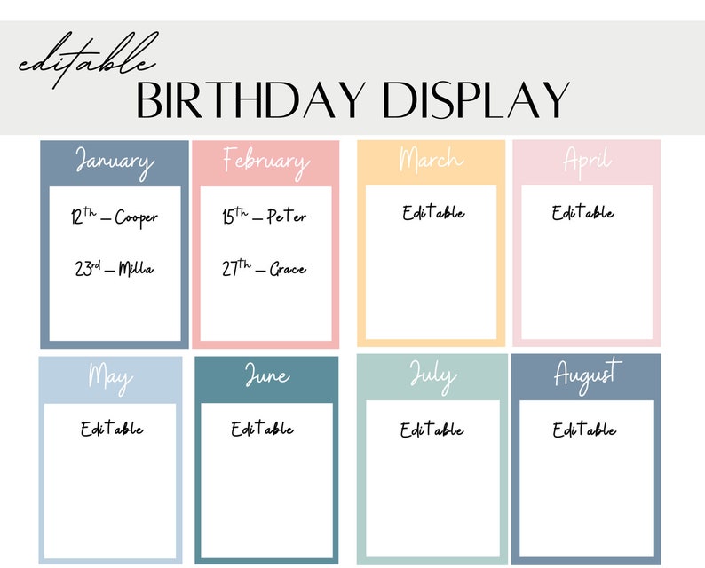 Classroom Birthday Display | Classroom Decor | Editable - Etsy