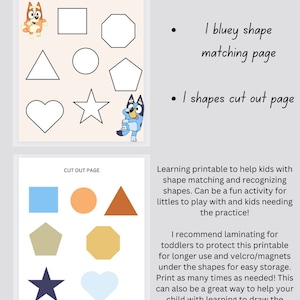 Bluey Shape Matching Printable, Match the Shapes, Toddler & Kid ...