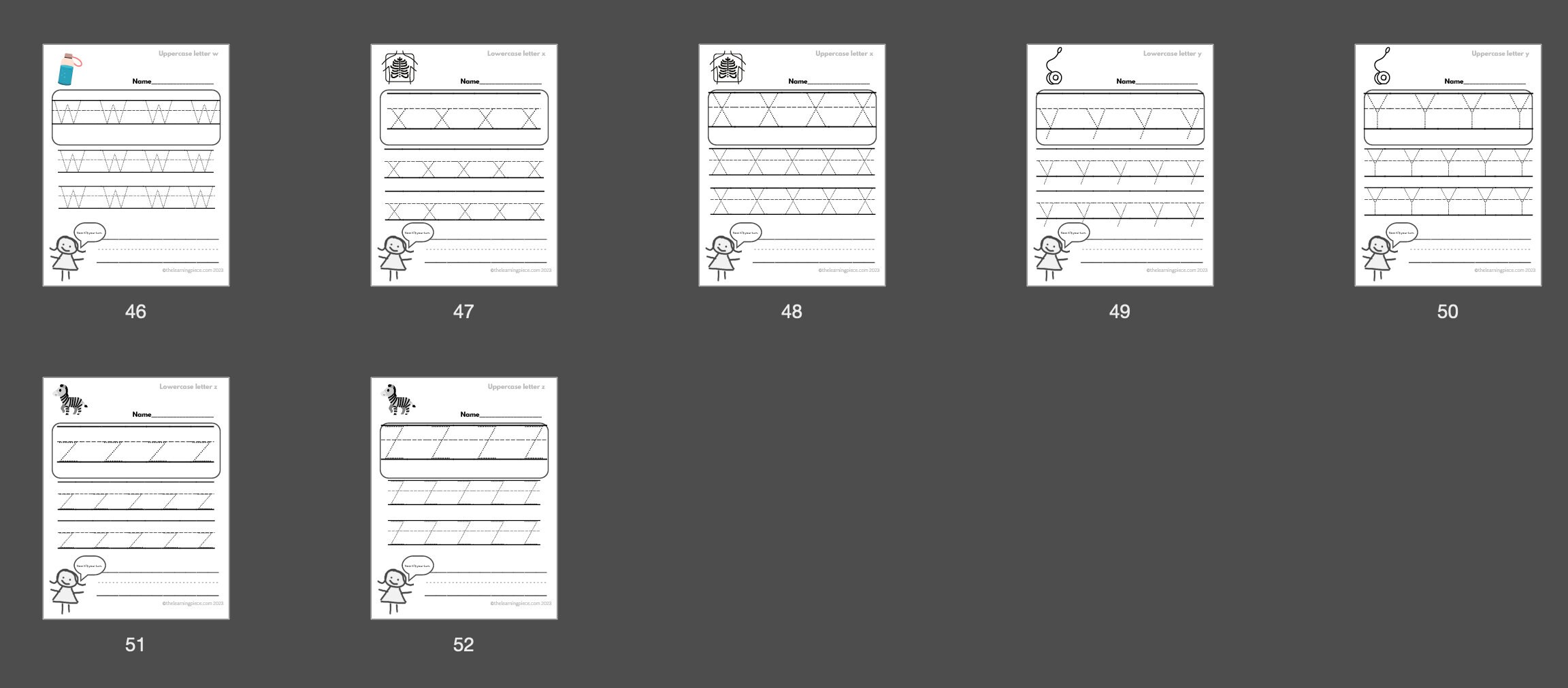 ABC Letter Tracing-52 Printable Pages - Etsy
